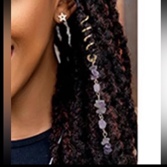 Accessories | Purple Amethyst Crystal Chips Silver Spiral Hair Twists ...